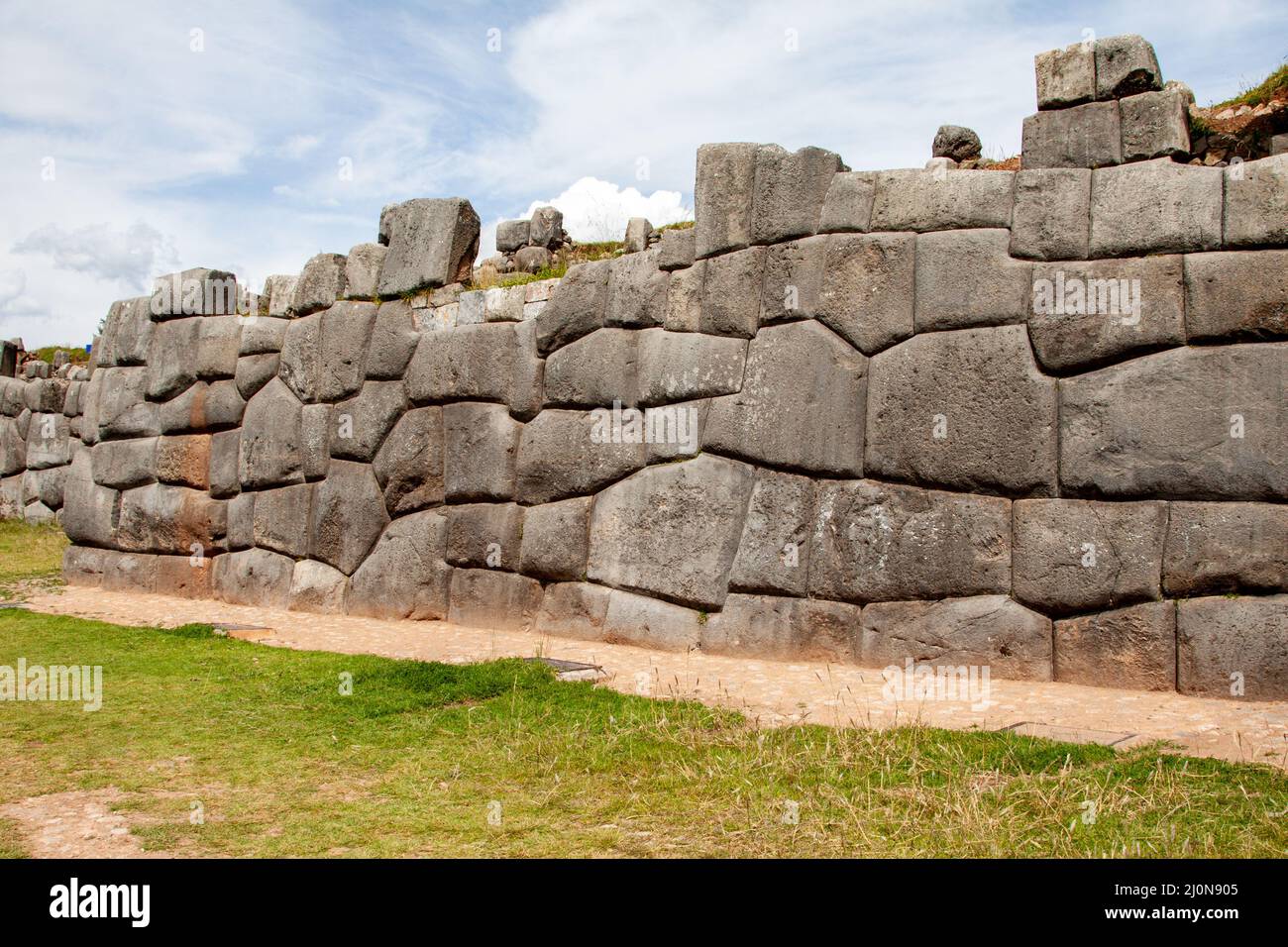 Saqsaywaman Inca archaeological site with large stone walls in Cusco ...