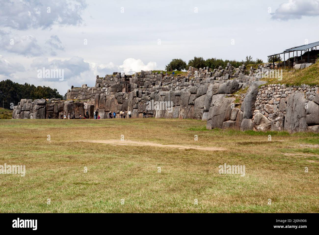 Saqsaywaman Inca archaeological site with large stone walls in Cusco ...