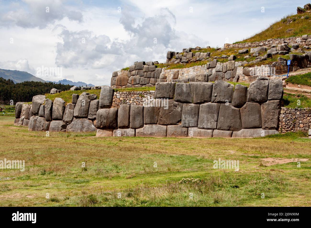 Saqsaywaman Inca archaeological site with large stone walls in Cusco ...