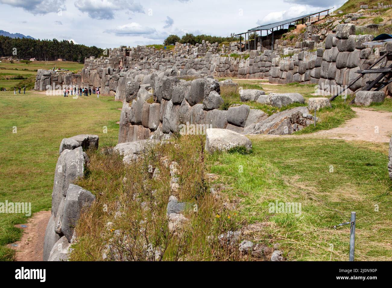 Saqsaywaman Inca archaeological site with large stone walls in Cusco ...
