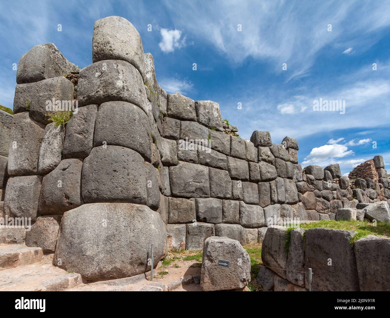 Saqsaywaman Inca archaeological site with large stone walls in Cusco ...