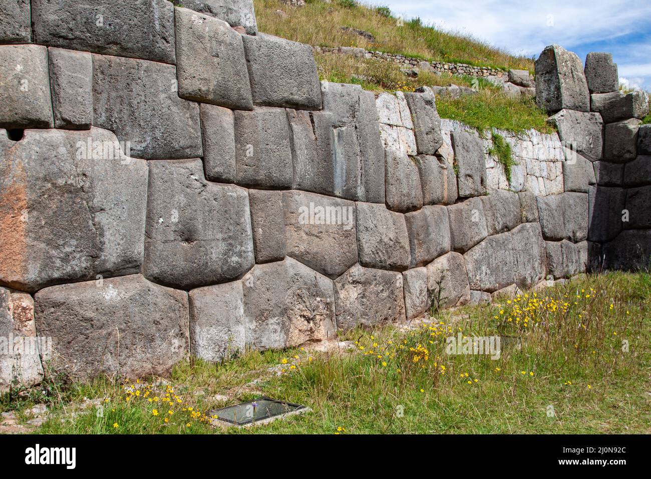 Saqsaywaman Inca archaeological site with large stone walls in Cusco ...