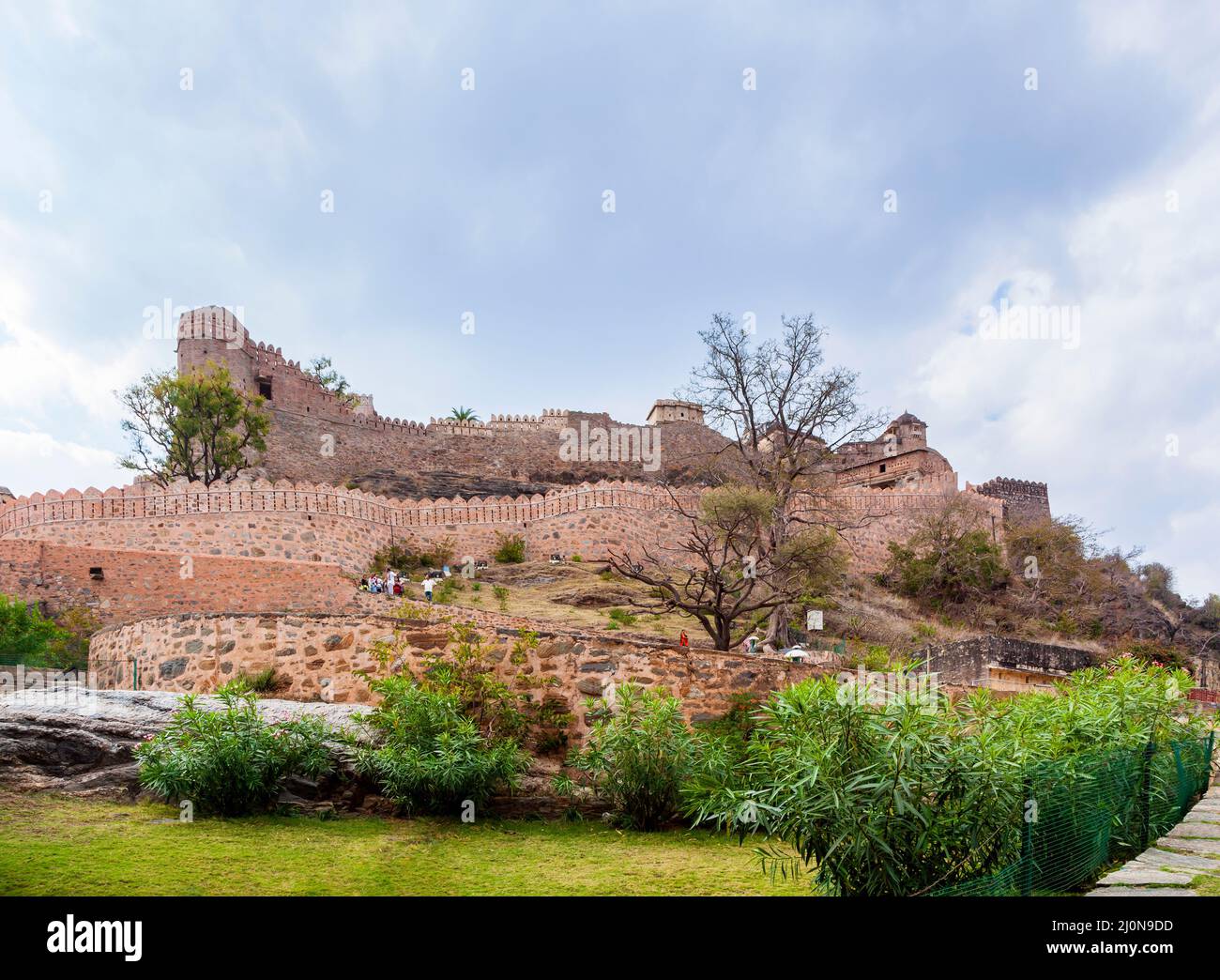Walls and ramparts at the entrance to Kumbhalgarh (Kumbhal fort), a ...