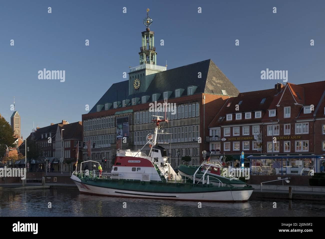 Museum ship Georg Breusing in front of the East Frisian State Museum ...