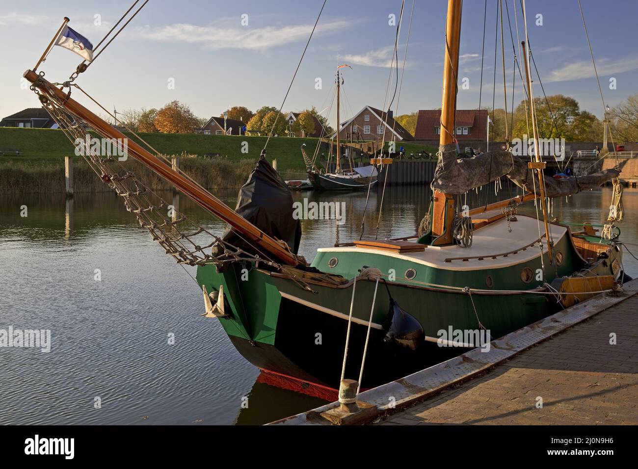 Sailing ship, historic old harbor, Hooksiel, East Frisia, Lower Saxony ...