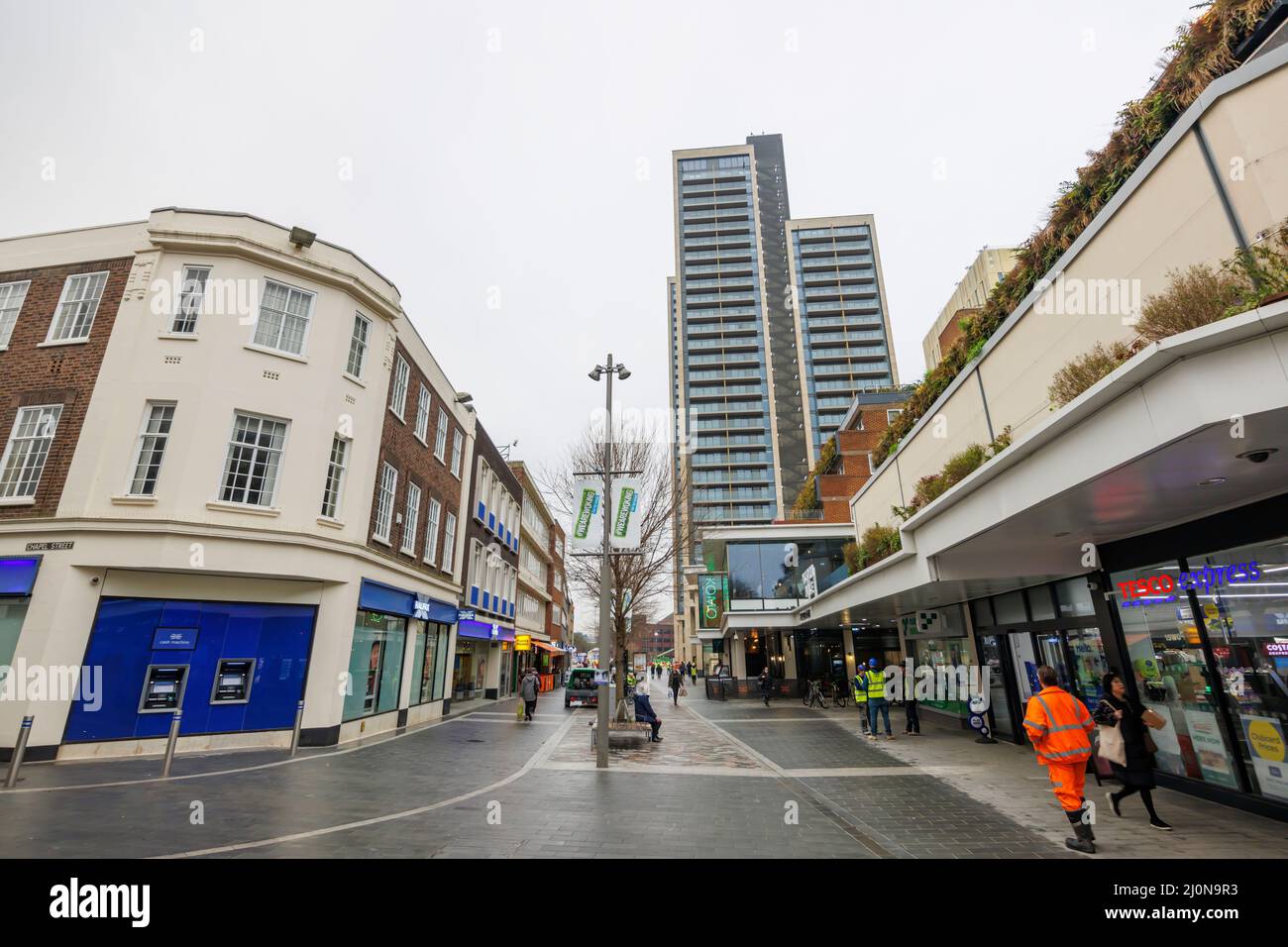 Woking town centre looking along Commercial Way to the recently ...