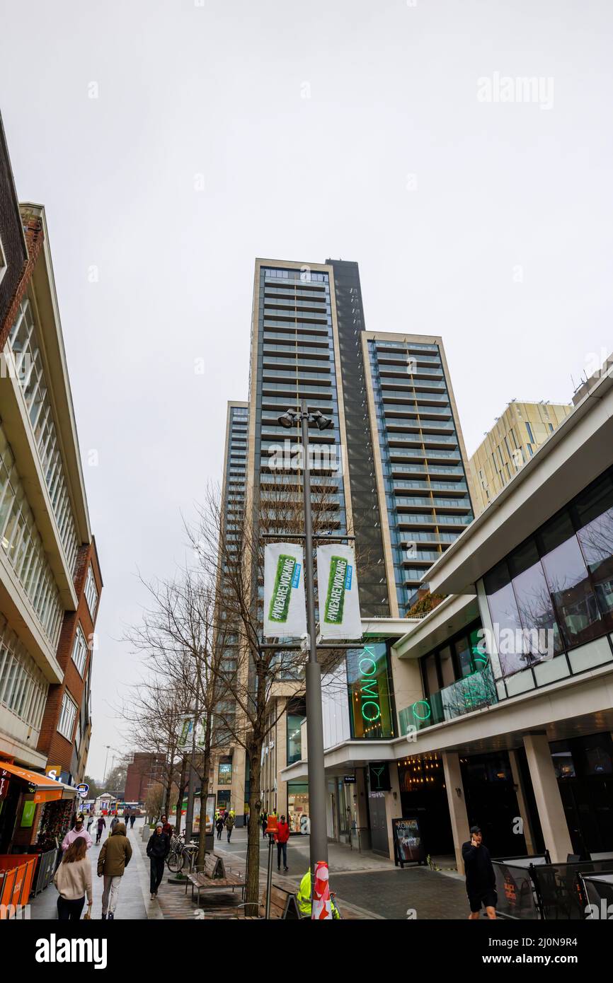 Woking town centre looking along Commercial Way to the recently ...