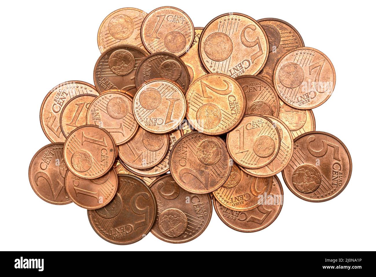 Pile of Euro cents isolated on white Stock Photo - Alamy