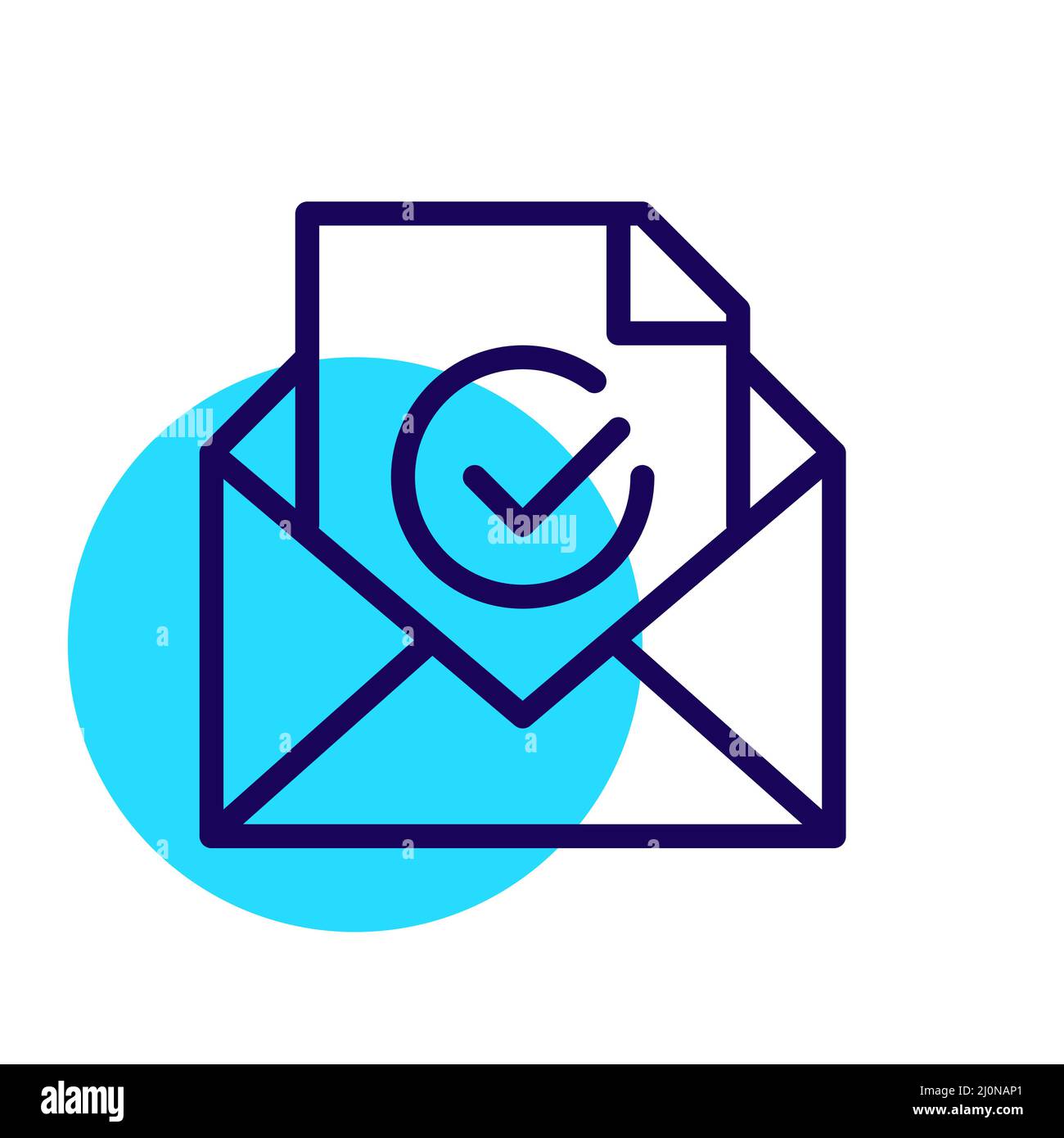 Letter with approval symbol in mail. Pixel perfect, editable stroke ...