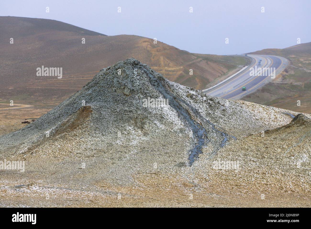 Beautiful mud volcanoes in the mountains by the road. Gobustan. Azerbaijan Stock Photo - Alamy