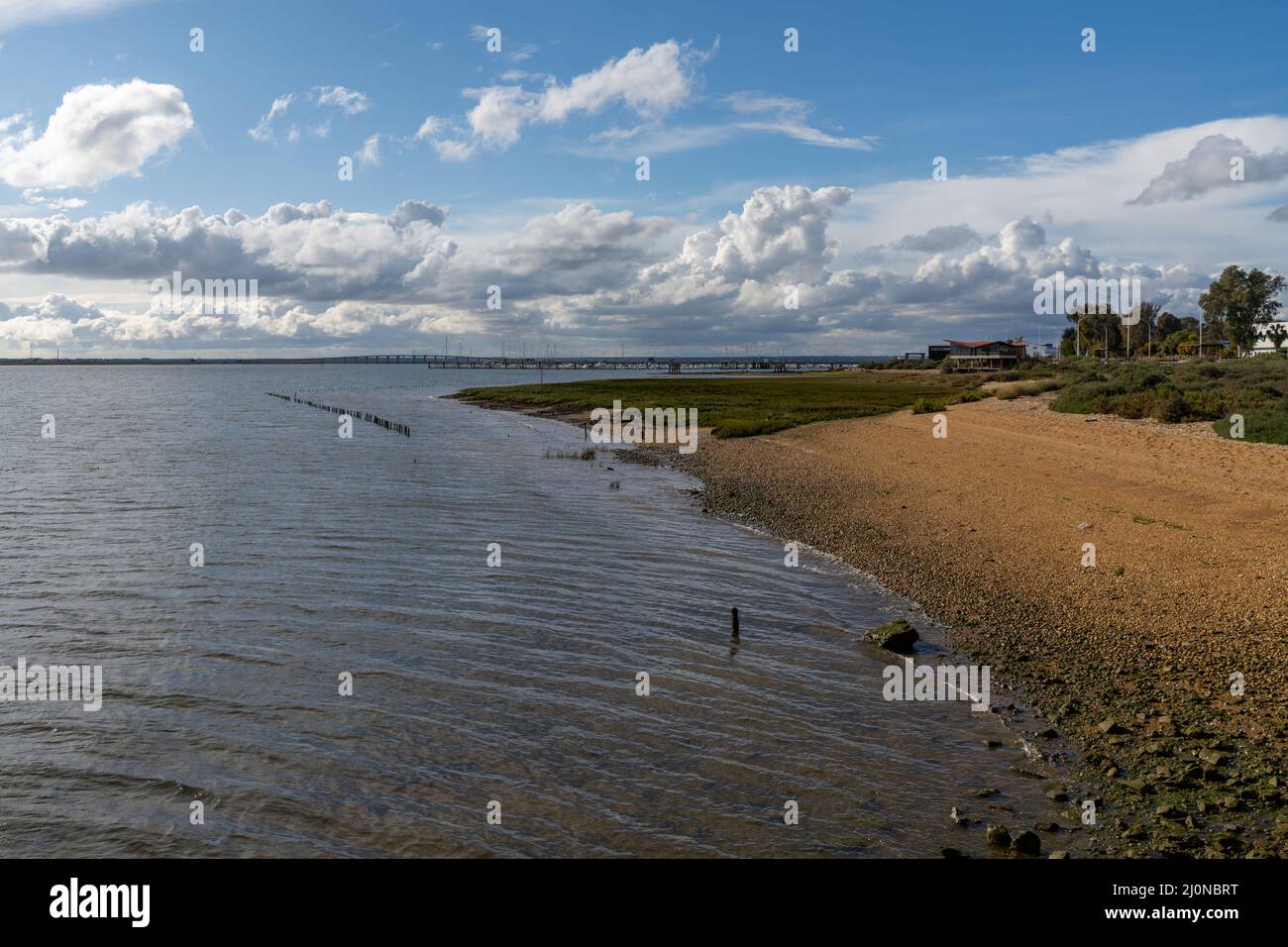A view of the Odiel River estuary and marshlands in Huelva Stock Photo ...