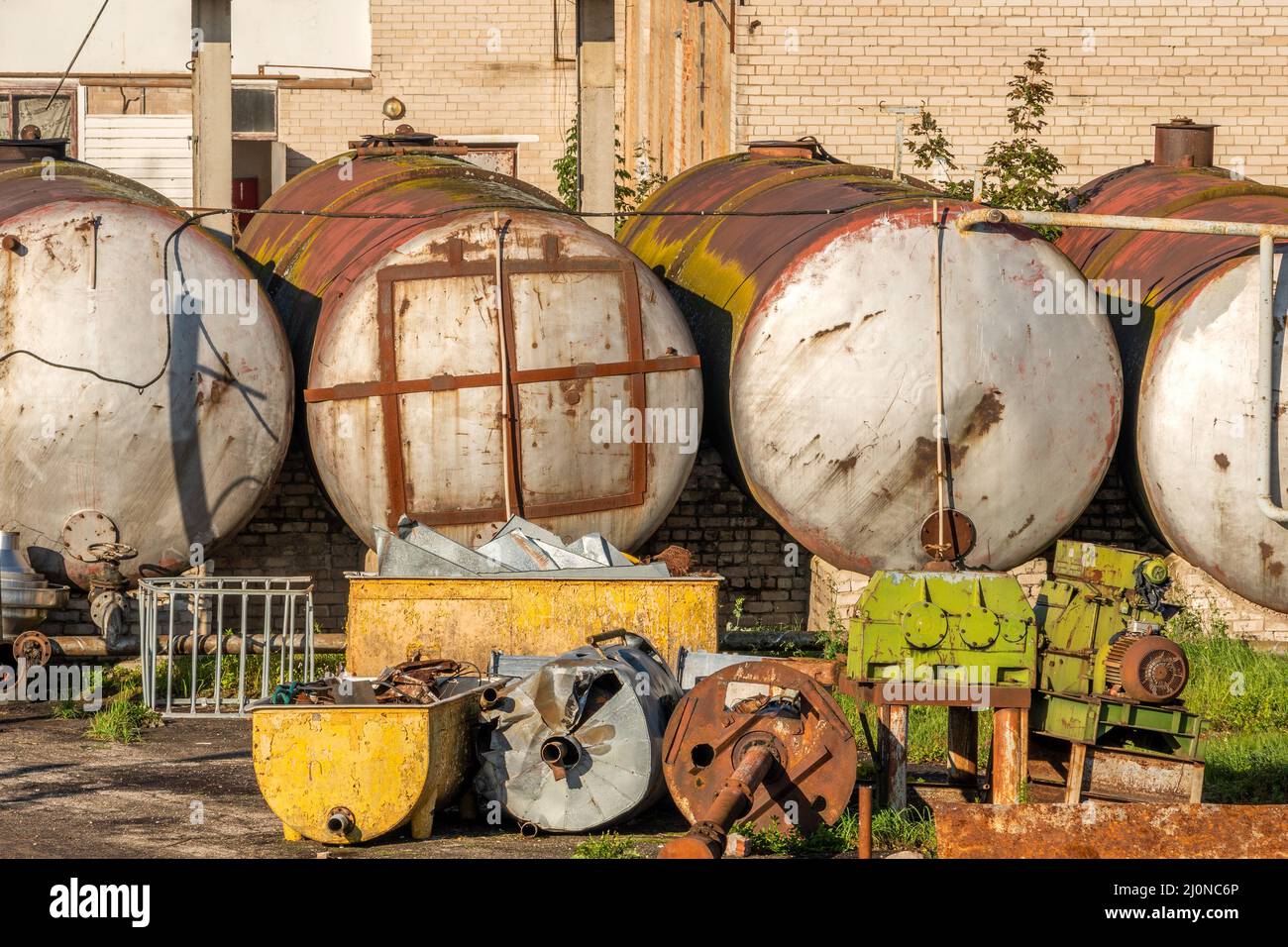 Junk at former factory Stock Photo - Alamy