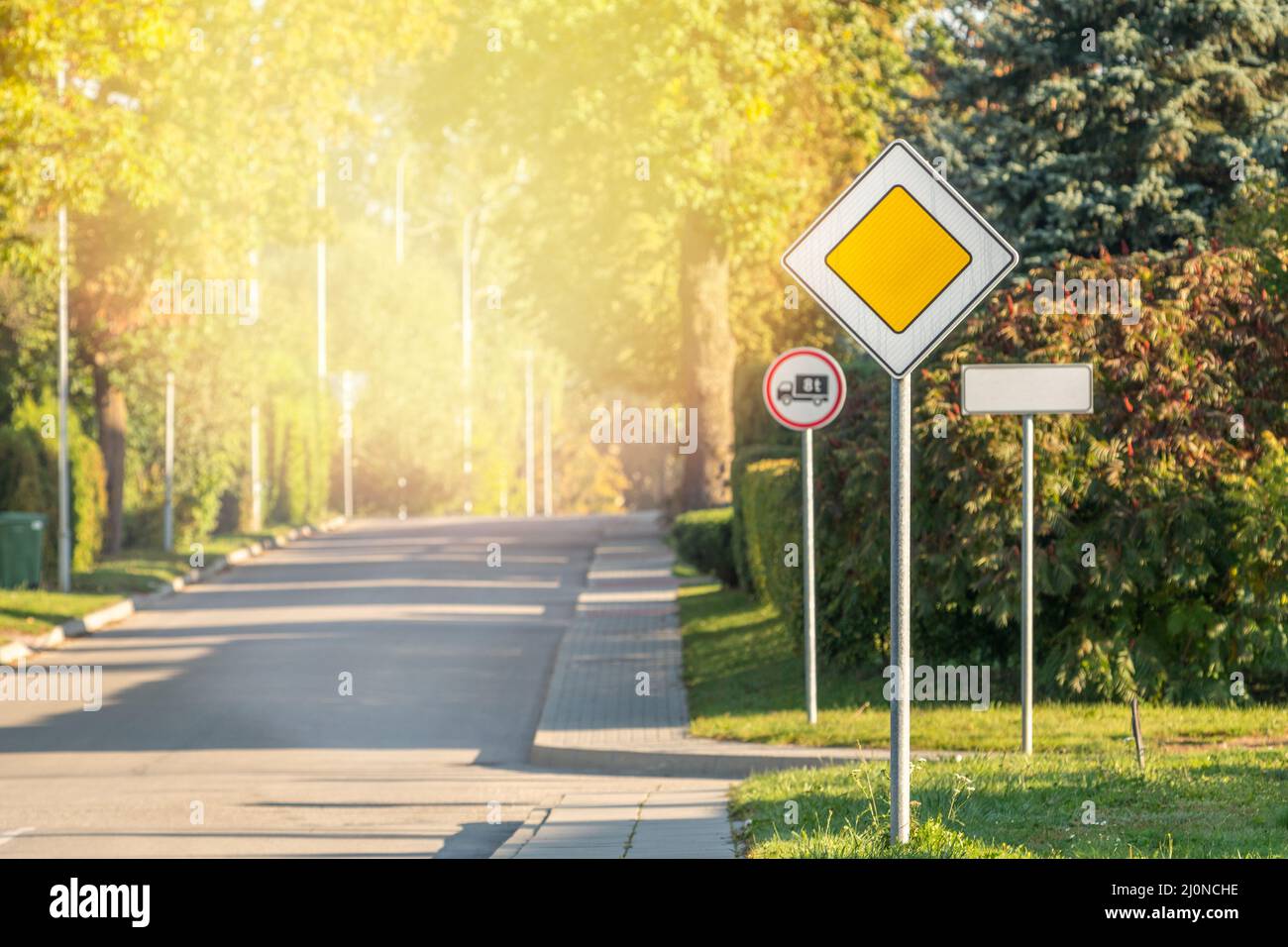 Priority road sign Stock Photo - Alamy