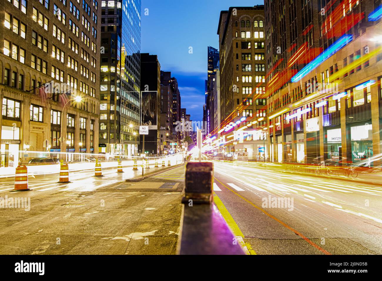 Long exposure shot of the streets of Manhattan, New York at night Stock ...