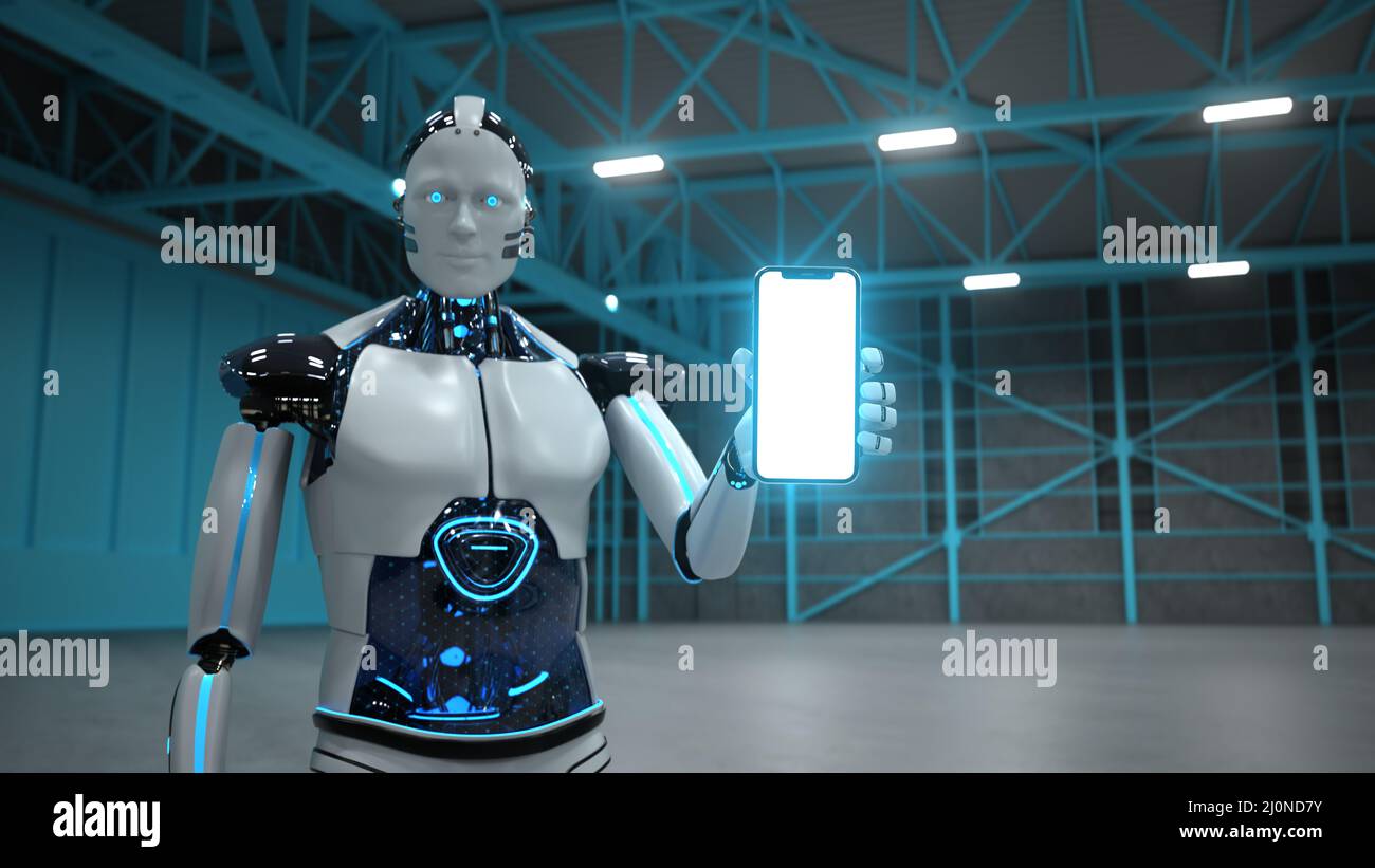 Humanoid Robot Hangar Smartphone Stock Photo - Alamy