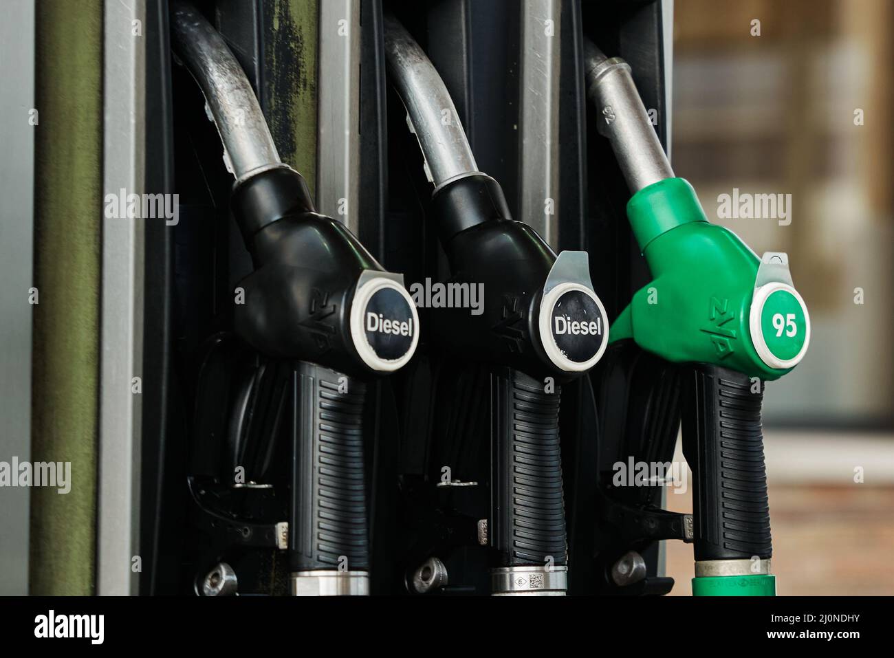 different pumps in a gas station Stock Photo - Alamy