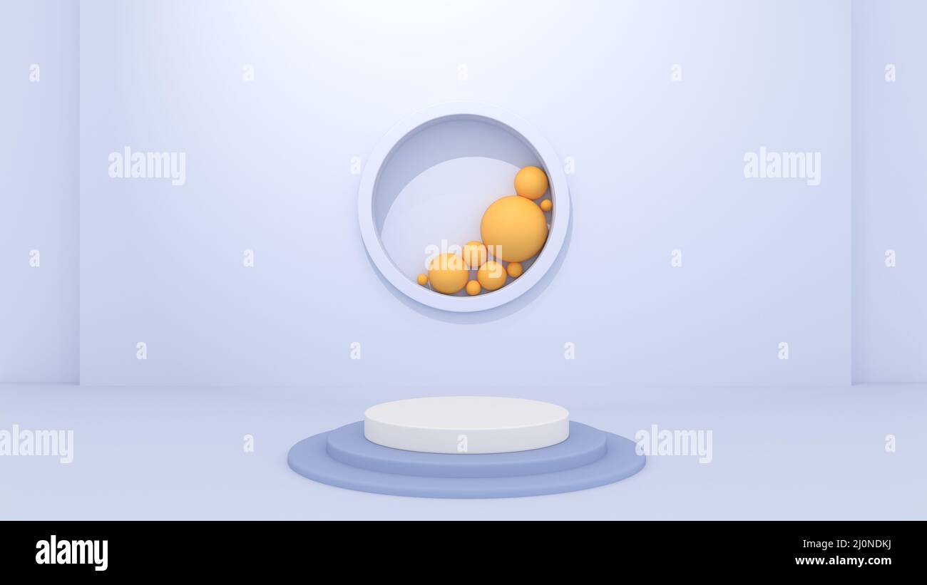 3D Render : Scene with 3D Abstract geometry shape background. podium ...