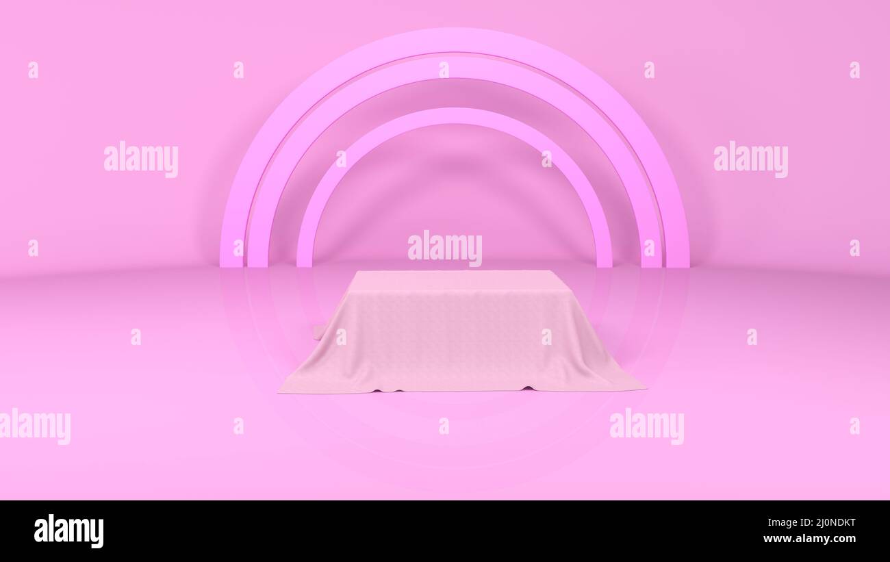 3D Render : Scene with 3D Abstract geometry shape background. podium ...