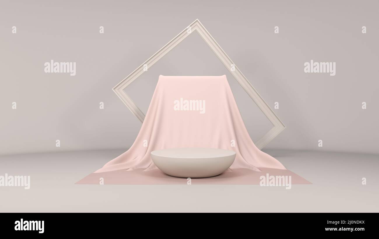 3D Render : Scene with 3D Abstract geometry shape background. podium ...