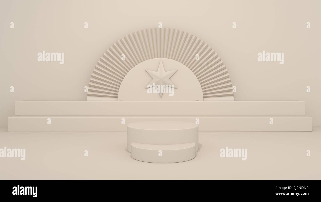 3D Render : Scene with 3D Abstract geometry shape background. podium ...
