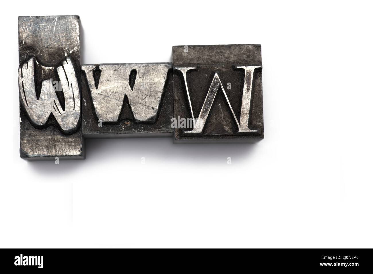 Close up on printer lead letters www with different shapes letter on ...