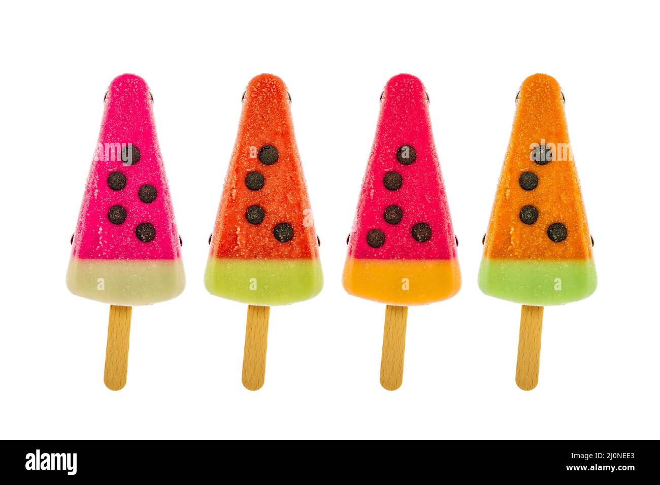 Four assorted fruit popsicles Stock Photo - Alamy