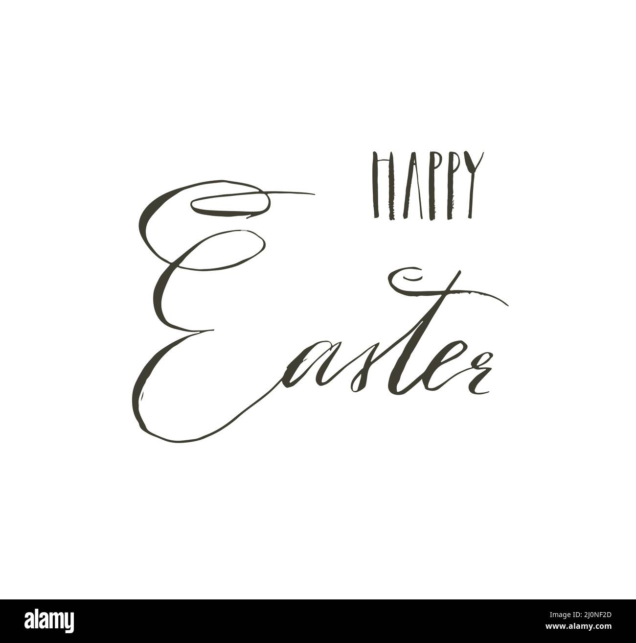 Hand drawn vector abstract graphic scandinavian Happy Easter cute ...