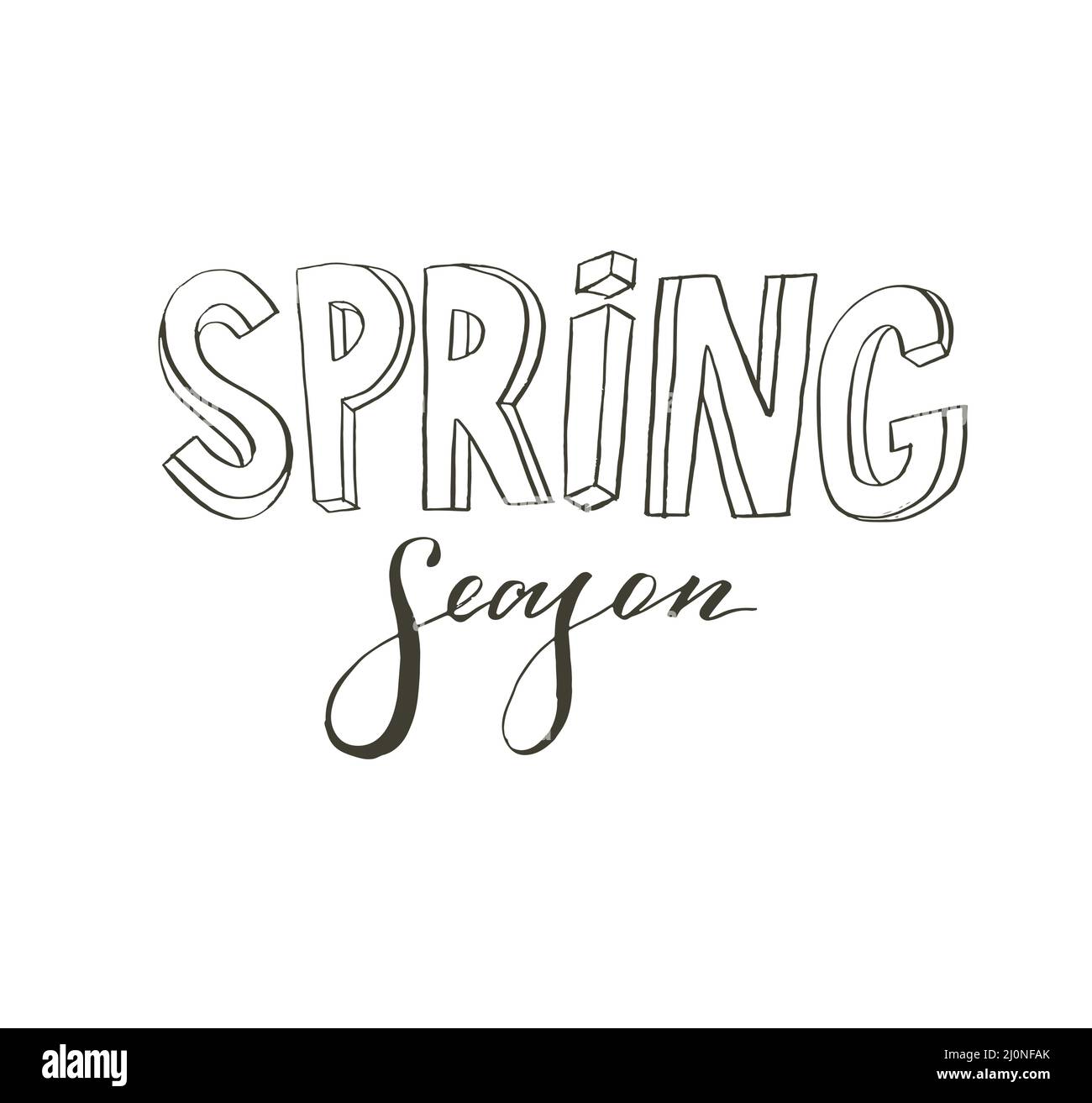 Happy Spring Black And White Clipart
