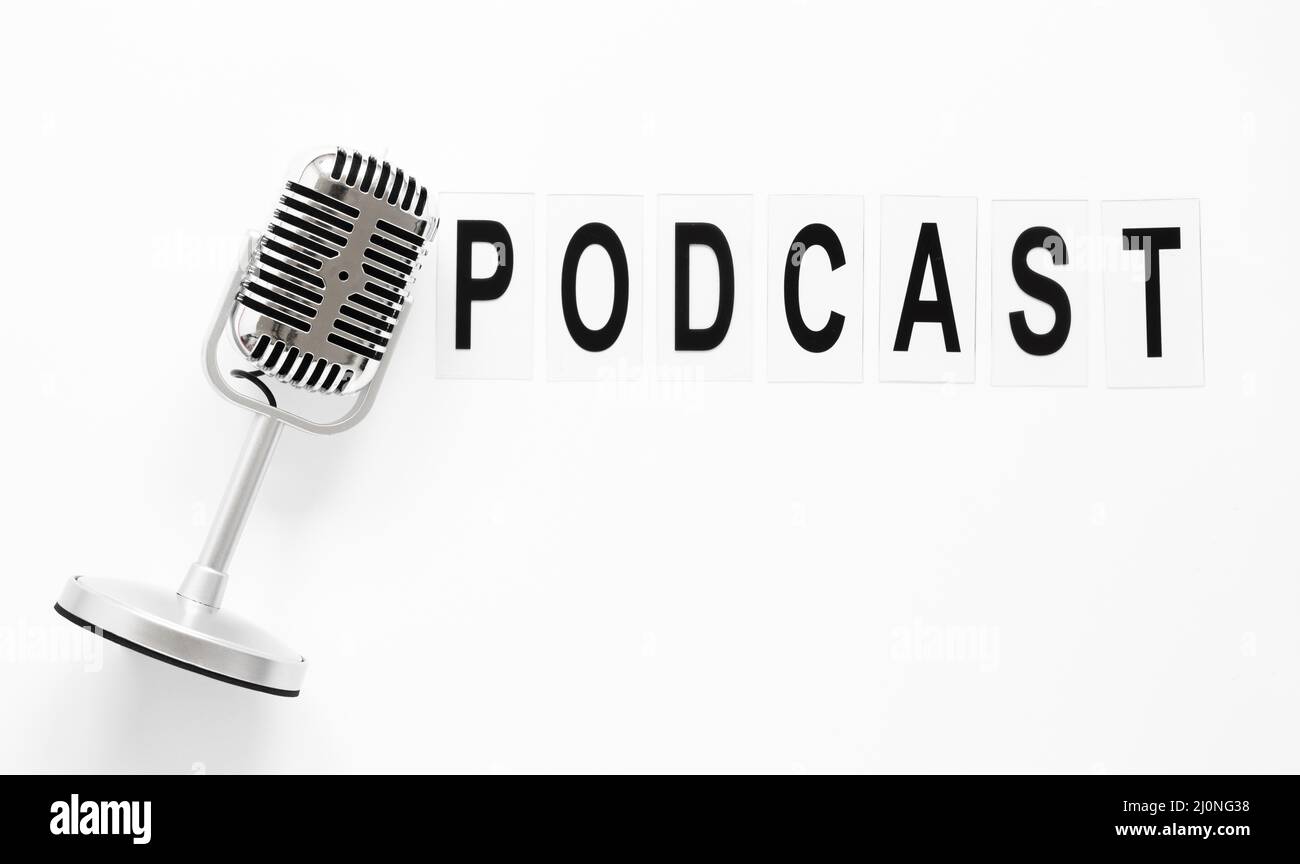 Top view microphone podcast. High quality and resolution beautiful ...