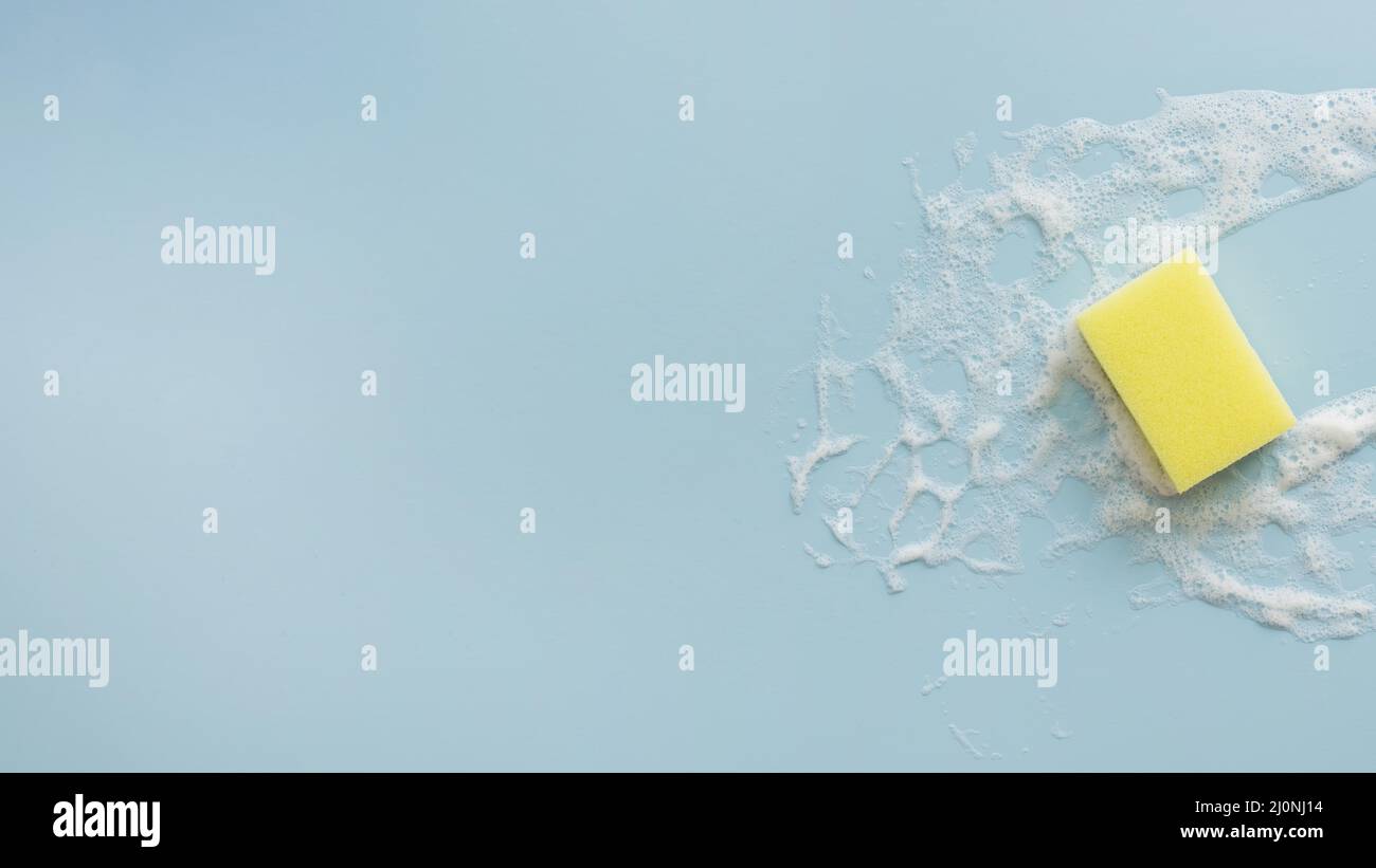 Top view cleaning sponge with copy space. High quality and resolution ...