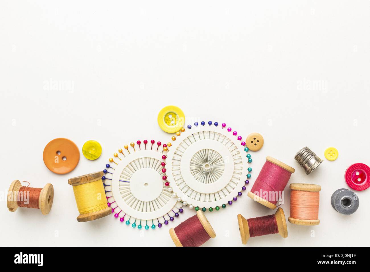 Top view thread with needles buttons. High quality and resolution ...