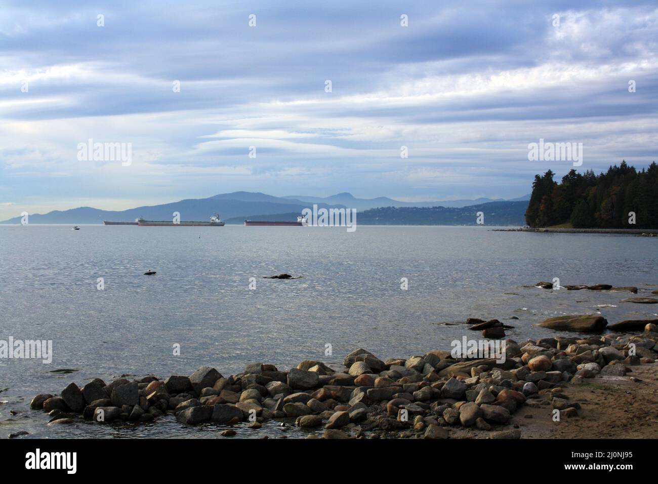 Landscape of ships in the sea Stock Photo - Alamy