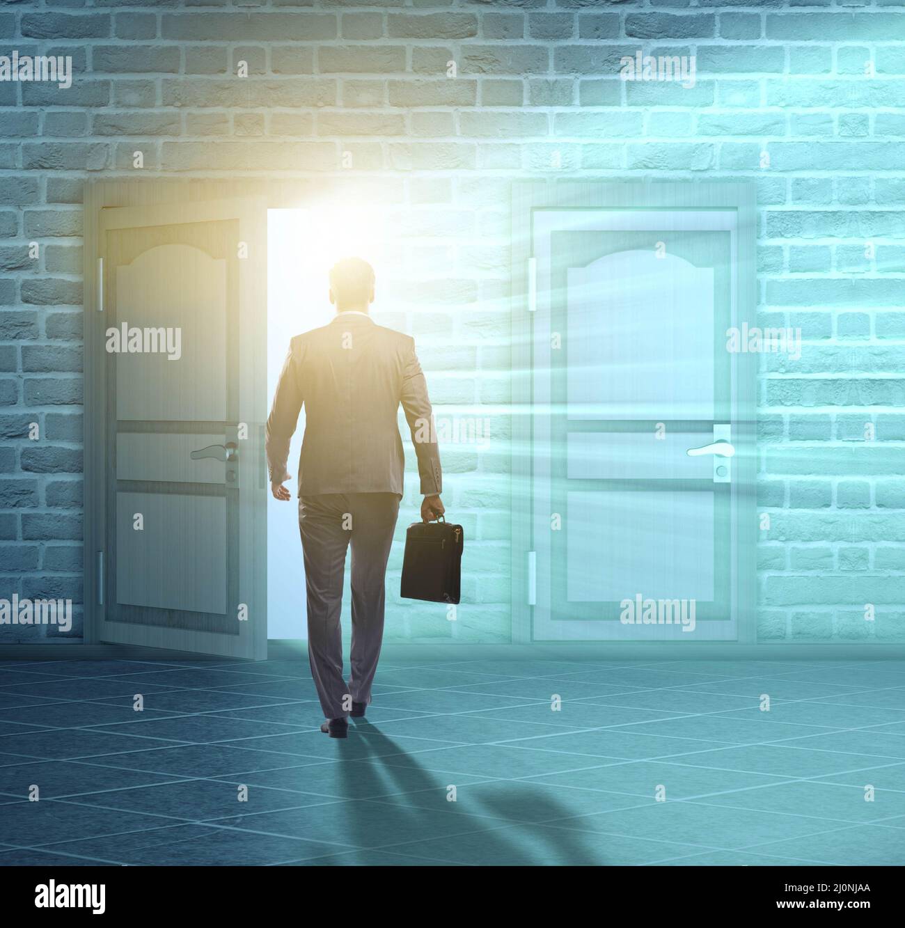 Man walking through door hi-res stock photography and images - Alamy