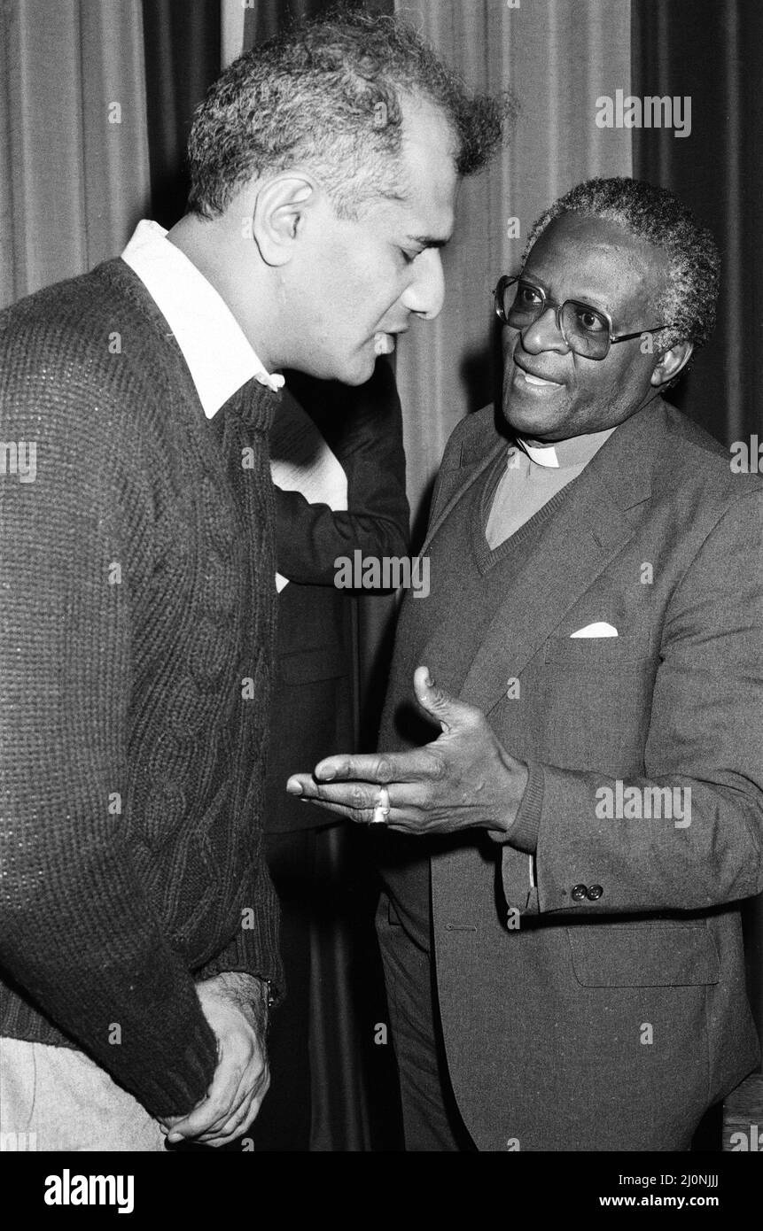 Bishop Desmond Tutu at Kings College for a press conference, pictured ...