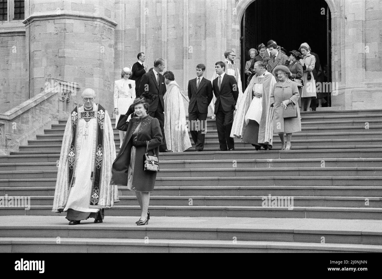 The Royal family pictured at St George's Chapel, Windsor, after the ...