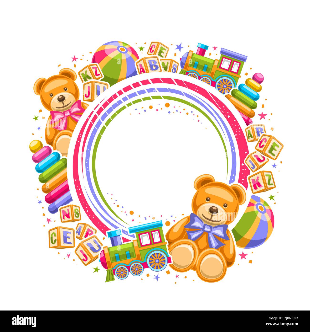 Vector Frame for Kid Toys with copyspace for advertising text, round ...