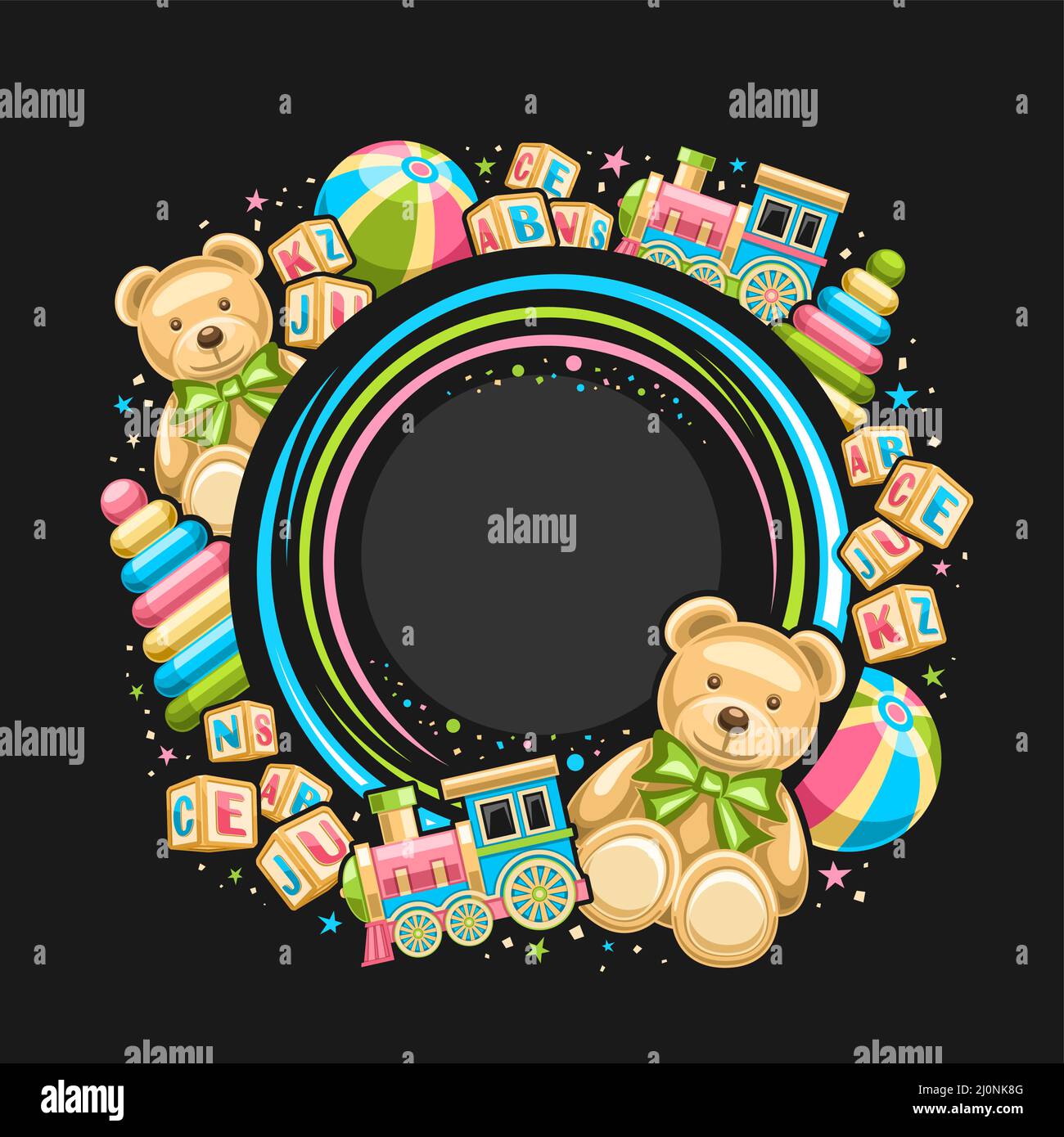 Vector Frame for Kid Toys with copyspace for advertising text, circle ...