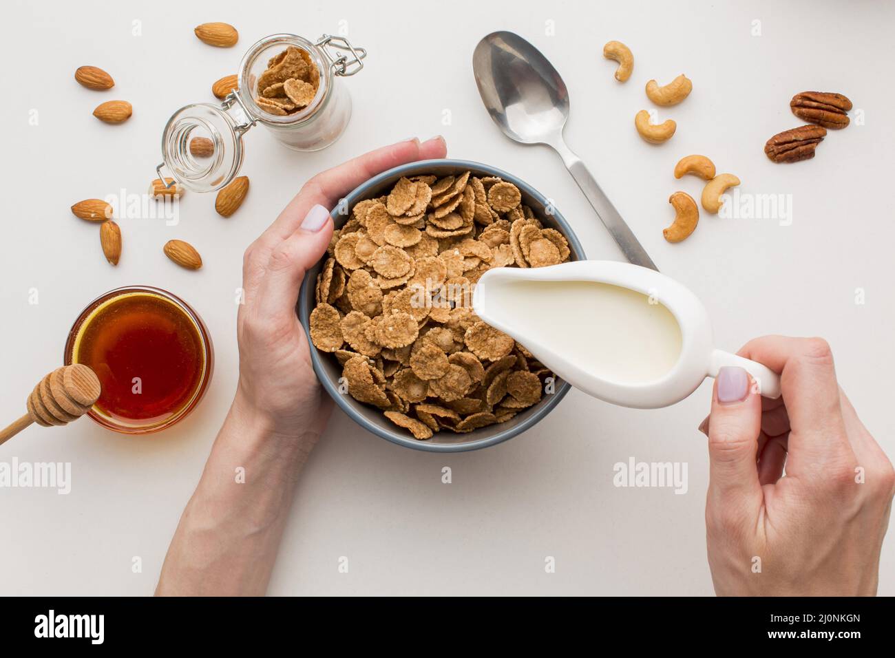 Top view breakfast concept. High quality and resolution beautiful photo ...