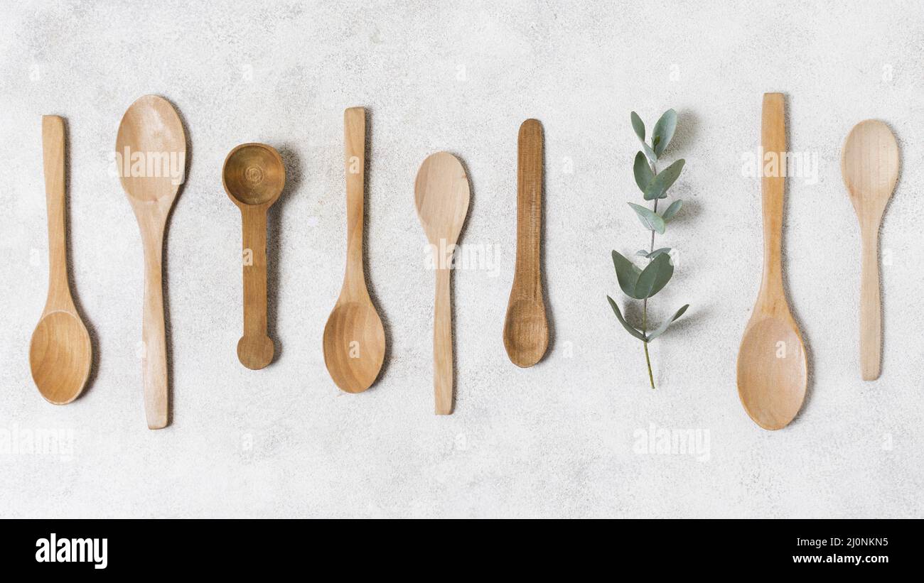 Top view wooden spoons collection. High quality and resolution ...