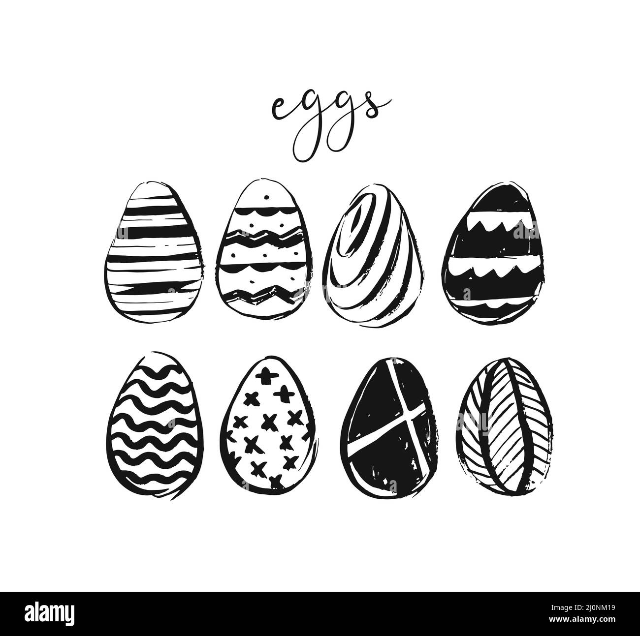 Hand drawn vector abstract sketch ink graphic scandinavian shabby Happy ...