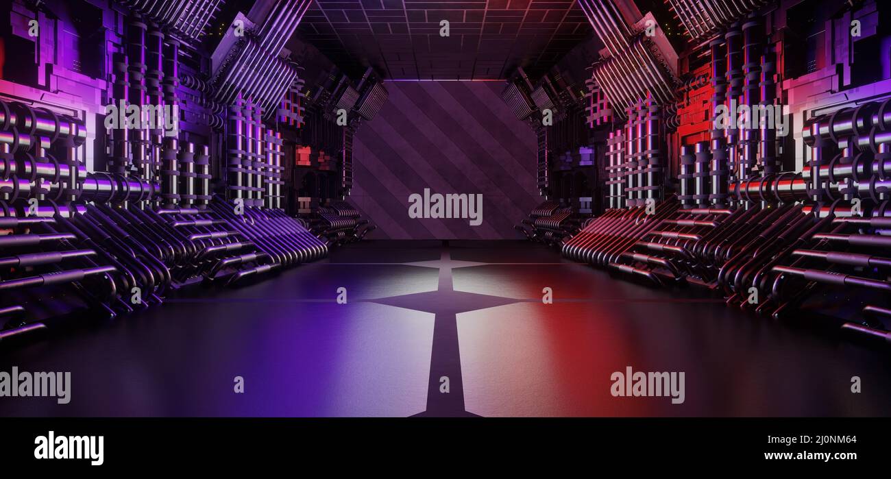 OuterSpace Cyberspace Background Interior Metal Mesh Corridor Cutting ...