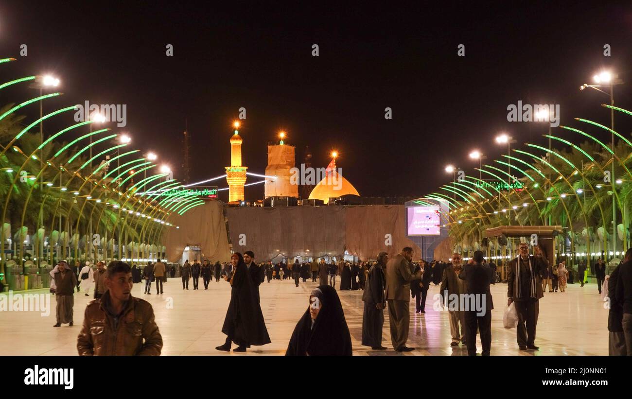 karbala, Iraq - february 23, 2015: photo of imam husien shrinei in ...