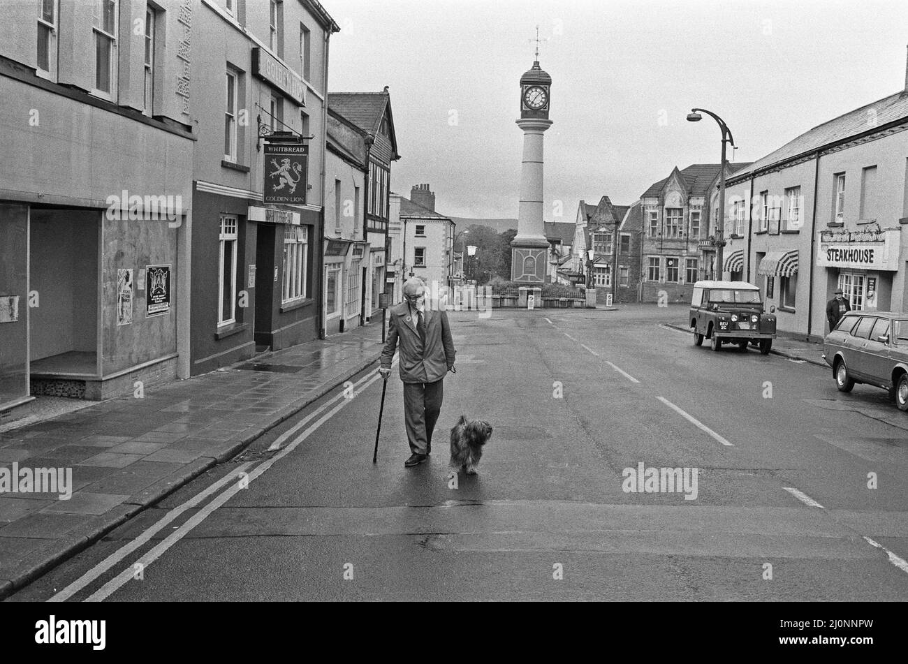 Labour Party Leader Michael Foot walks his dog Dizzie in Tredegar ...