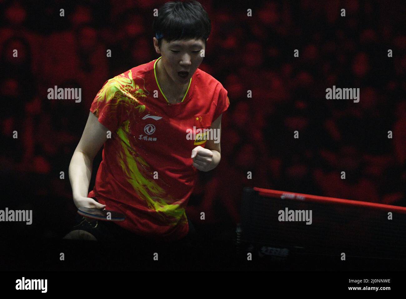 Singapore. 20th Mar, 2022. Wang Manyu of China celebrates during the ...