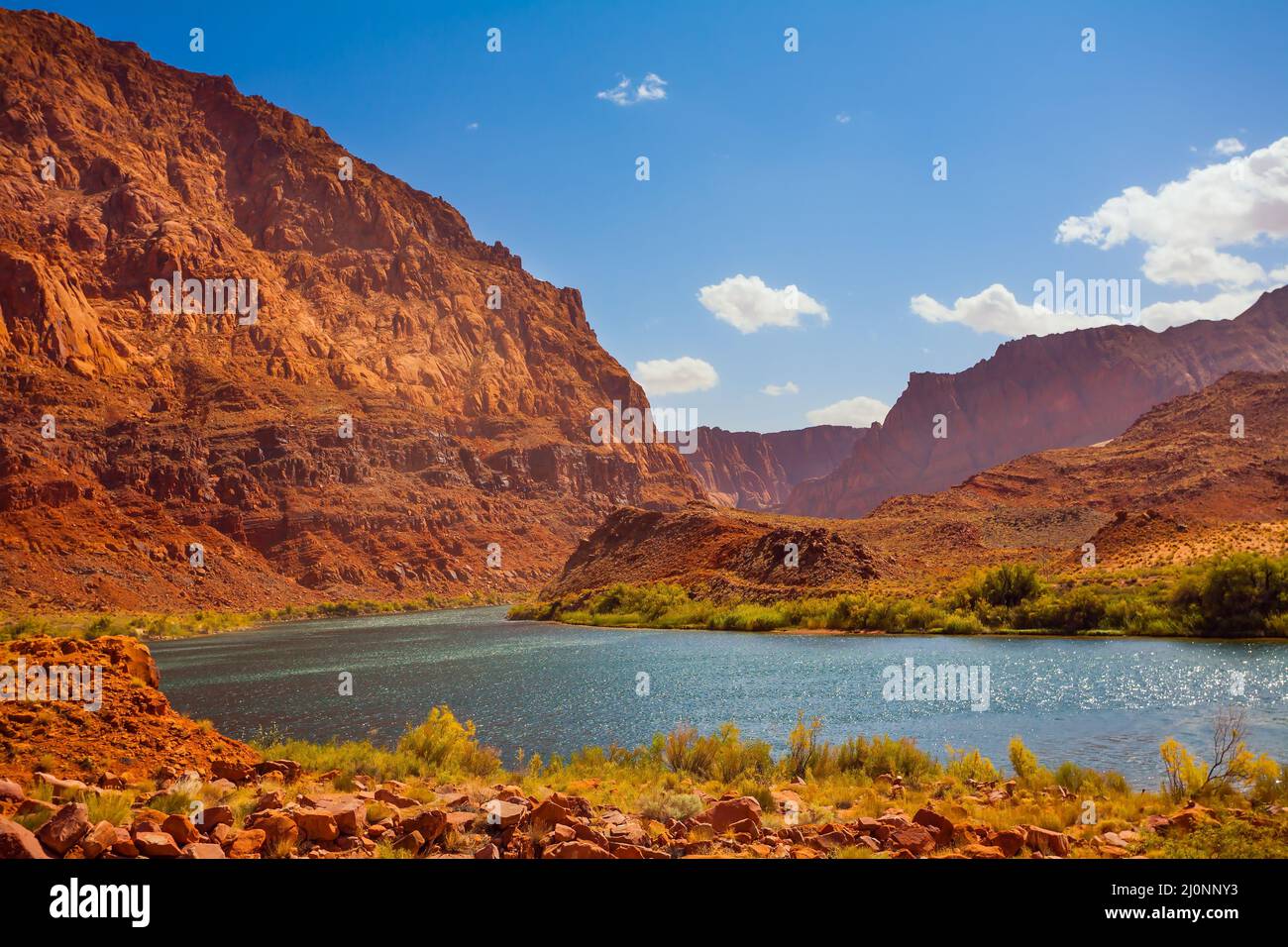 Historic boat crossing Lee's Ferry Stock Photo - Alamy