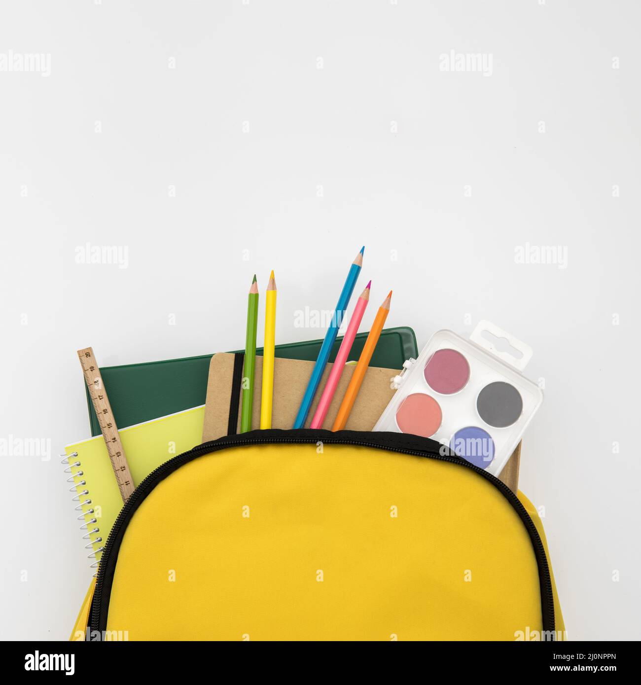 Open knapsack with school accessories . High quality and resolution ...