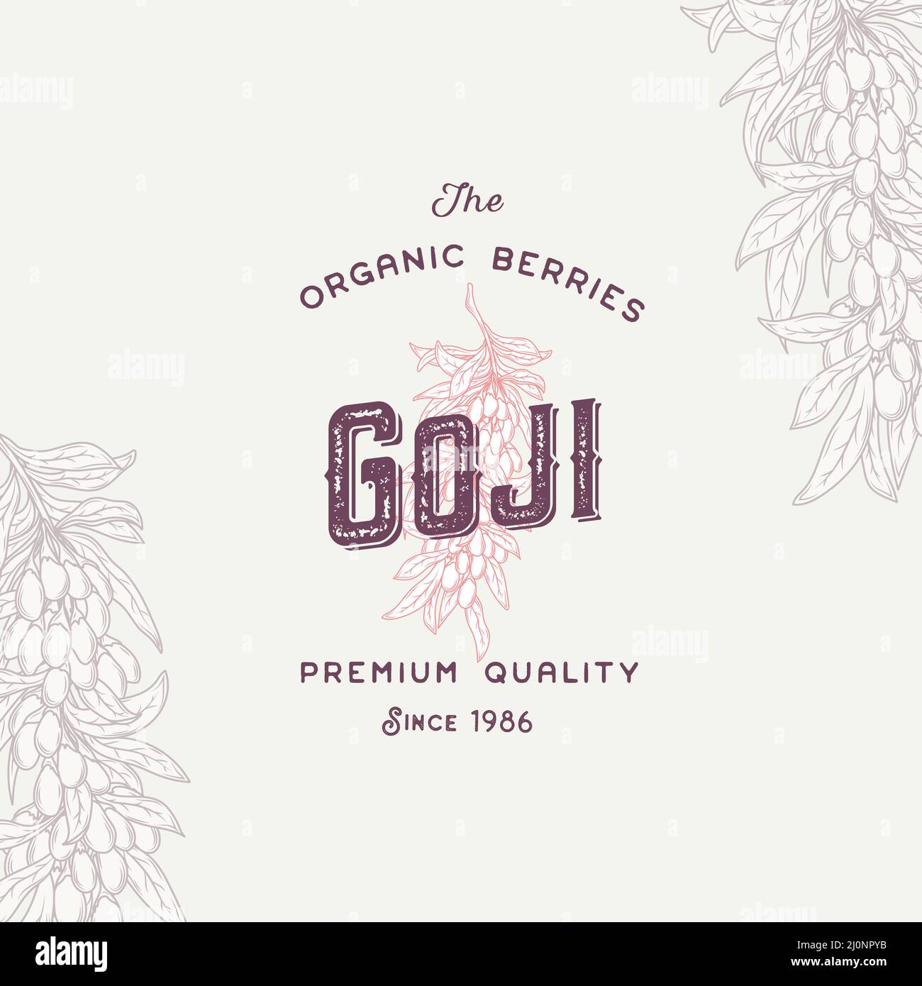 Goji berries Label. Abstract Vector Packaging Design Layout. Modern ...