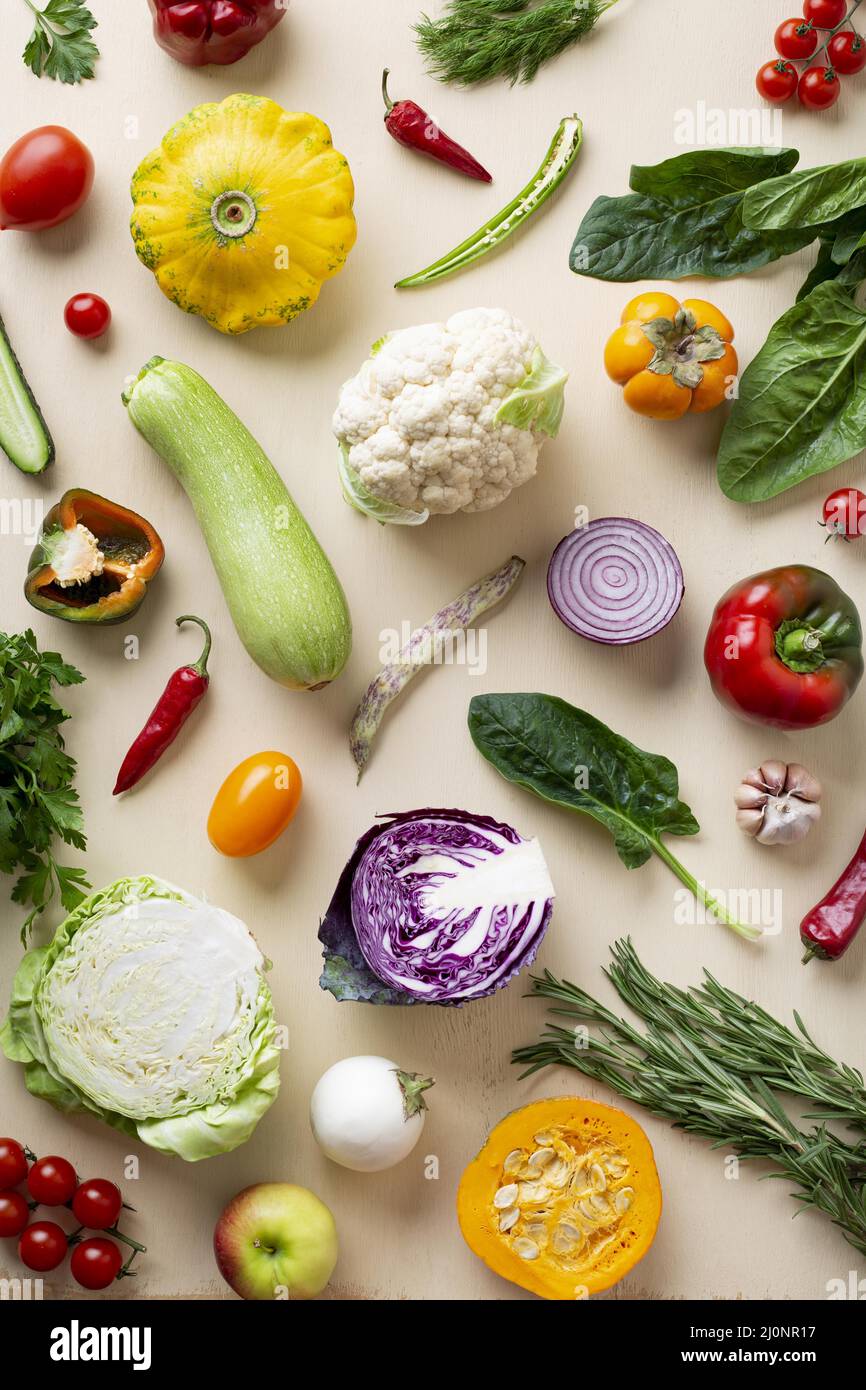 View organic vegetables arrangement. High quality and resolution ...