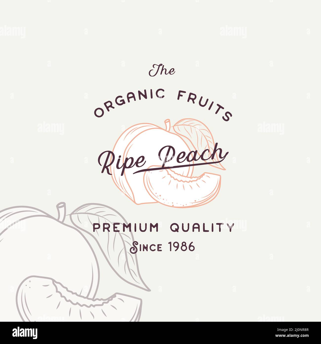 Peaches Abstract Vector Sign, Symbol or Logo Template. Hand Drawn ...