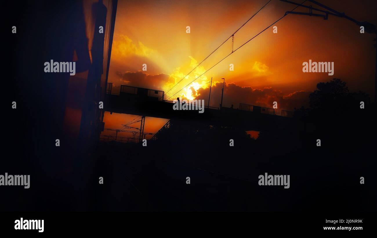 Sunset. Sunrise. Red colour sky. Beautiful sunset. Red colour sky Stock ...